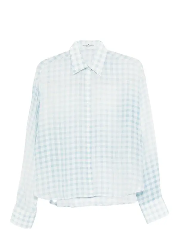 ERMANO SCERVINO Ermanno Scervino Silk Shirt With Blue Check Pattern - Multicolor