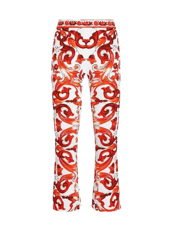 Dolce & Gabbana Maiolica Print Silk Trousers - Multicolor