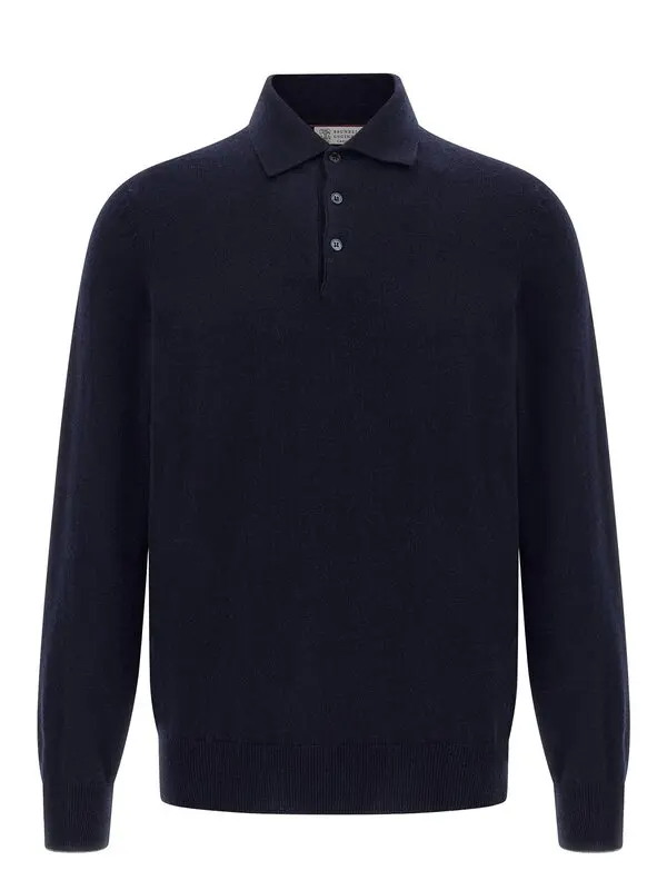 Brunello Cucinelli Cashmere Polo Shirt - Blue
