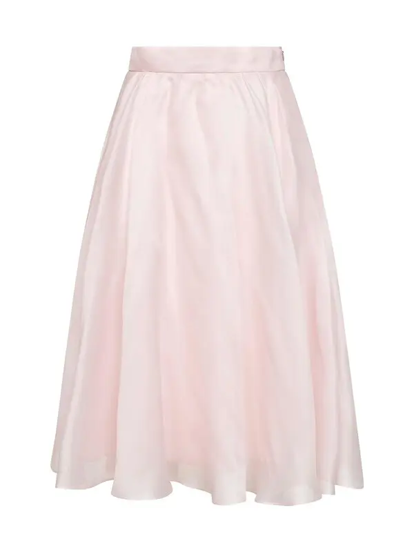 Max Mara Pink Silk Organza Midi Full Skirt - Multicolor
