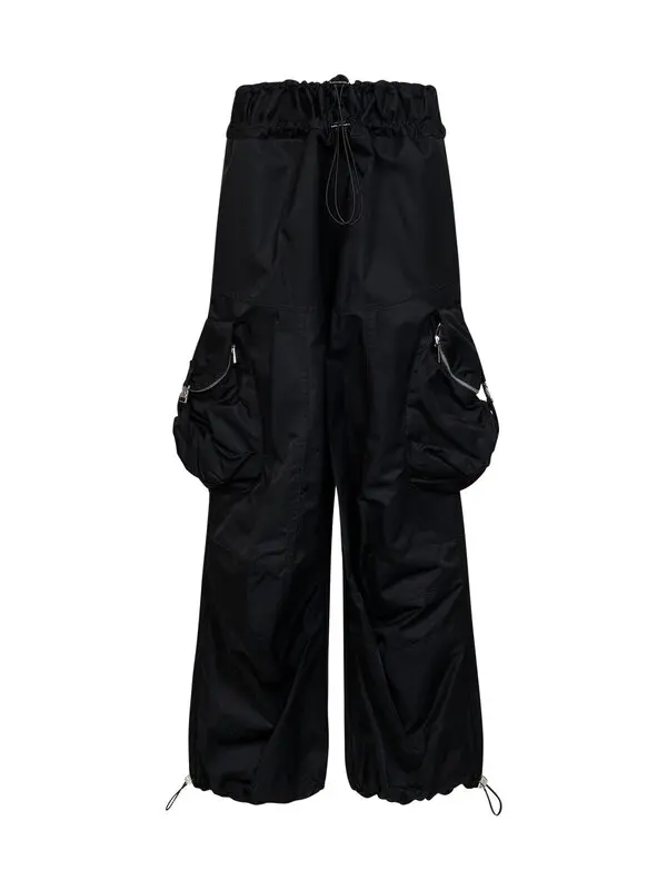 Attico Black Gabardine Cargo Trousers - Multicolor