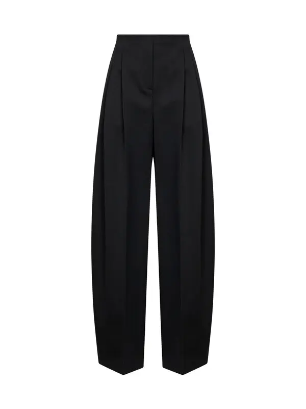 MUGLER Black Wool Wide Leg Pleated Trousers - Multicolor