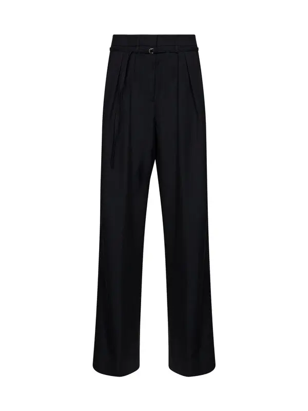 Dries Van Noten Black Wool Belted Trousers - Multicolor