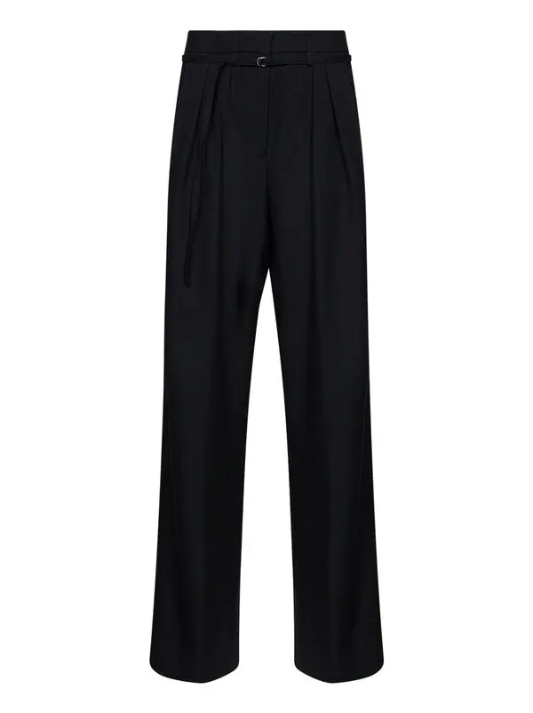 Dries Van Noten Black Wool Belted Trousers - Multicolor