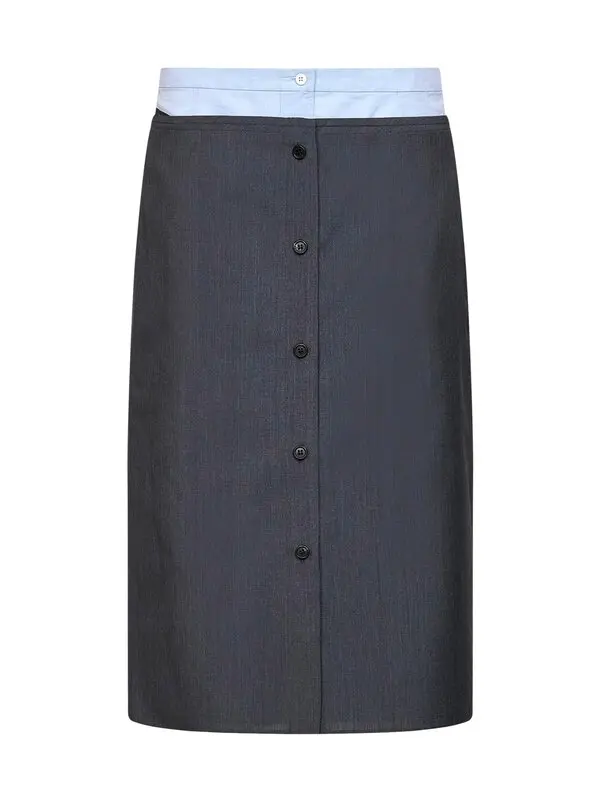 Prada Wool And Mohair Midi Skirt With Shirt-style Insert - Multicolor
