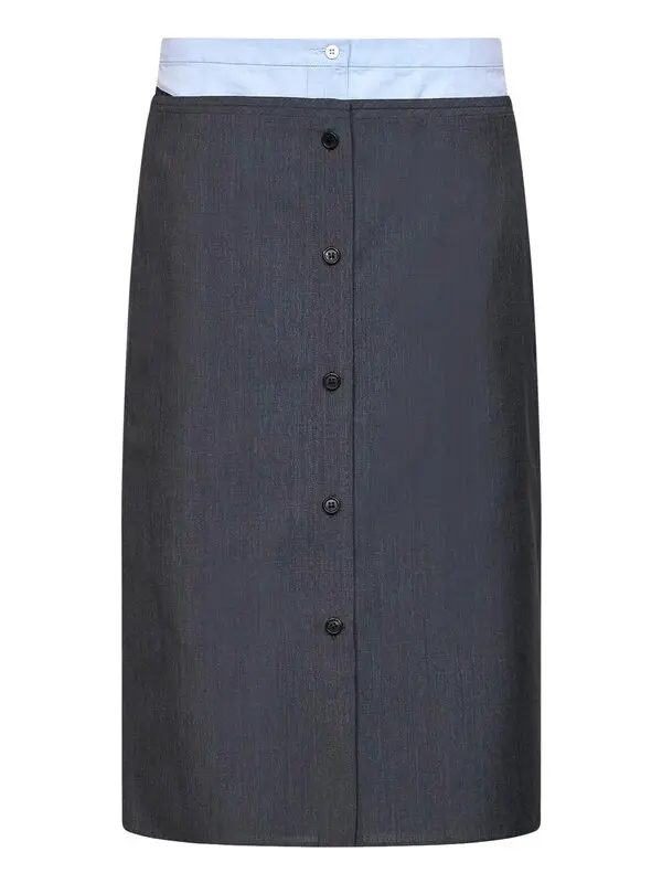 Prada Wool And Mohair Midi Skirt With Shirt-style Insert - Multicolor