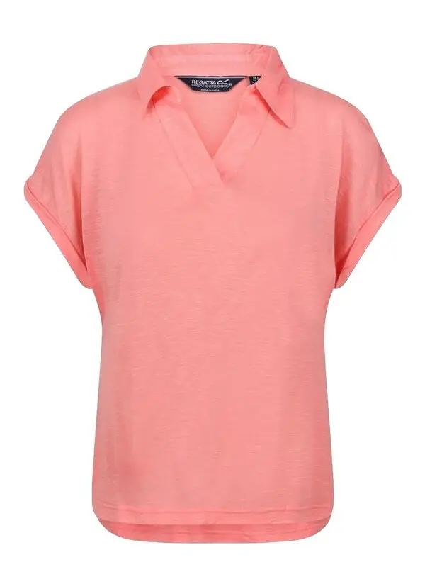 REGATTA Plain V Neck Polo Shirt - Shell Pink