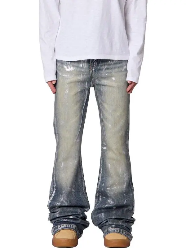 Mnml Waxed Super Stacked Relaxed Jeans - Blue