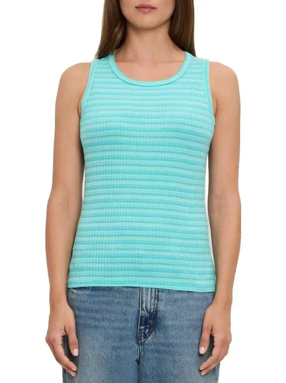 Michael Stars Carolie Ribbed Tank Top With Stripes - Aruba
