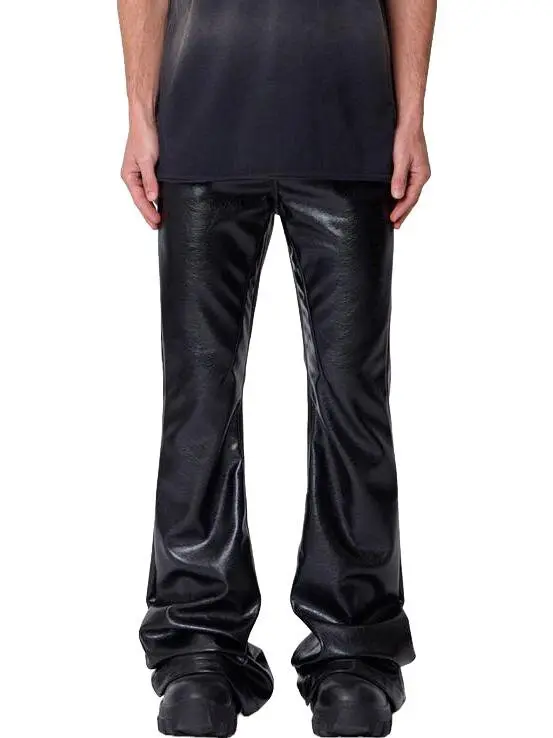 Mnml Super Stacked Faux Leather Pants - Black