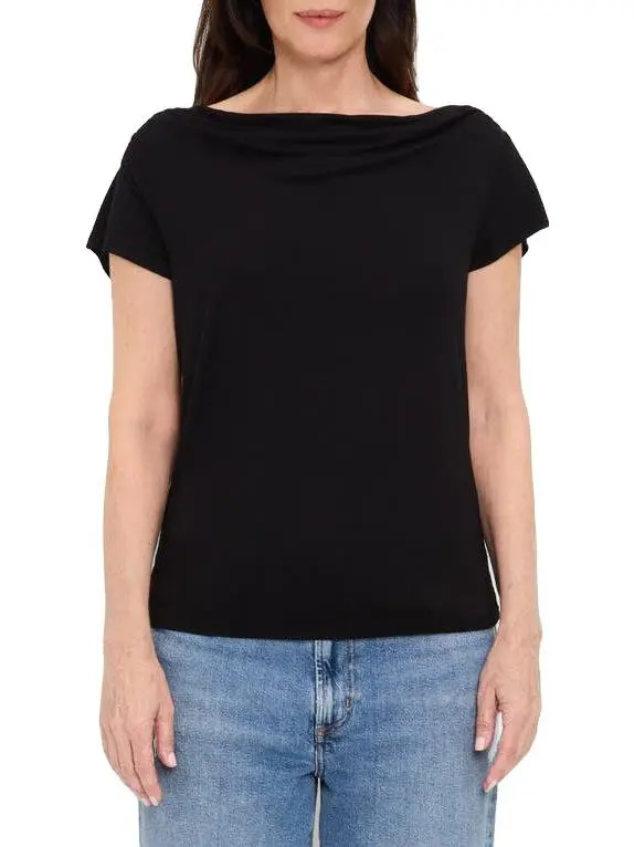 Michael Stars Desiree Cowl Neck Tee - Black
