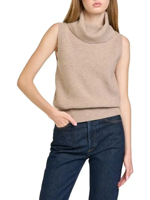 WAYF Elodie Cowl Neck Sleeveless Sweater - Oat