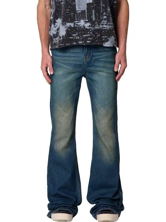 Mnml Super Stacked Relaxed Flare Leg Jeans - Blue