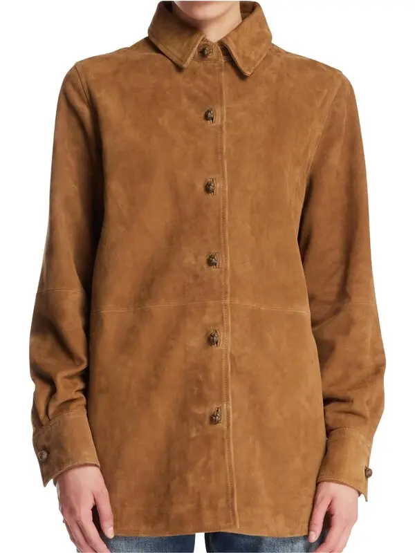 RÓHE Suede Button-front Jacket - Brown