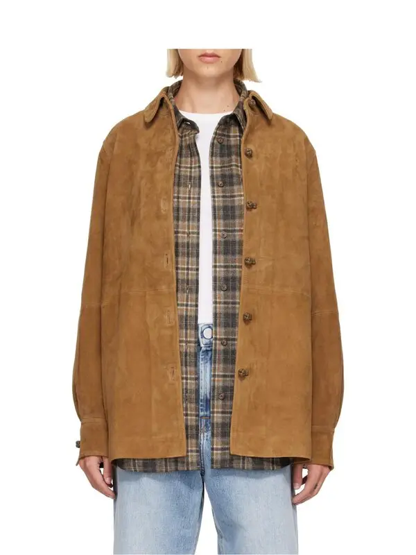 RÓHE Suede Button-front Jacket - Brown