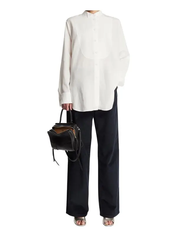RÓHE Long-sleeved Shirt With Bib Front - White
