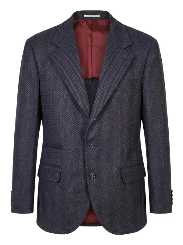 Brunello Cucinelli Long-sleeved Suit Jacket - Navy Blue