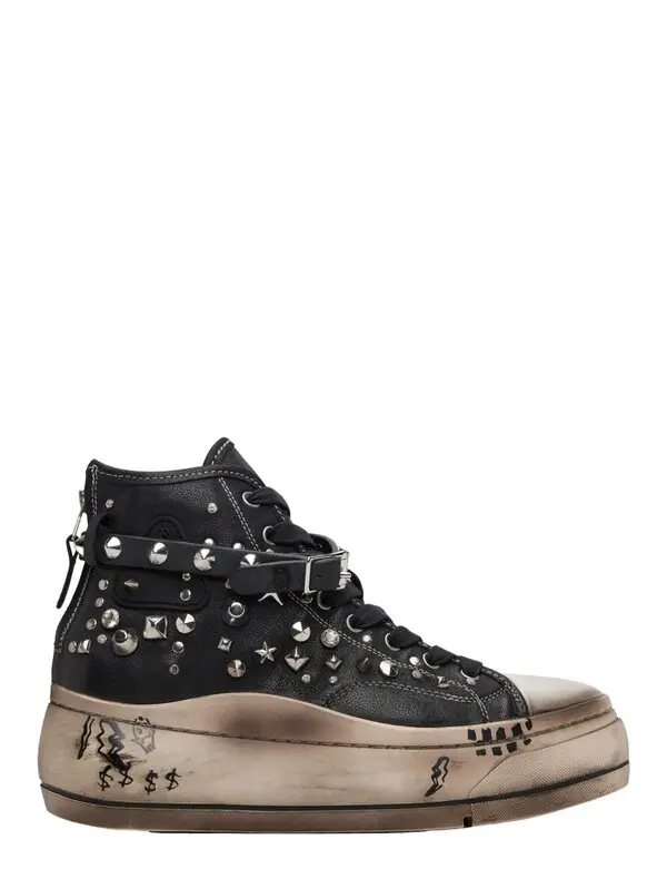 R13 Kurt High-top Studded Sneakers - Black