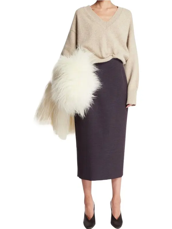 RÓHE V-neck Sweater With Ribbed Trim - Beige