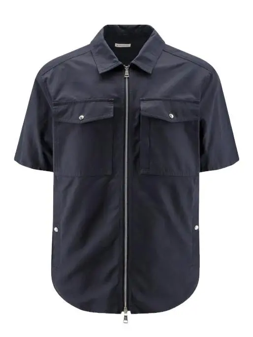 Moncler Short Sleeve Zippered Utility Shirt - Midnight Blue
