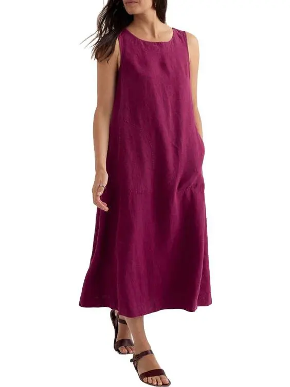 SEASALT CORNWALL Sleeveless Linen A-line Dress - Dark Freesia
