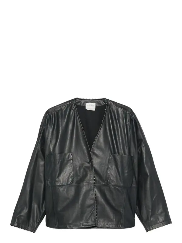 FORTE_FORTE Leather Kimono Jacket With Bead Embellishment - Multicolor