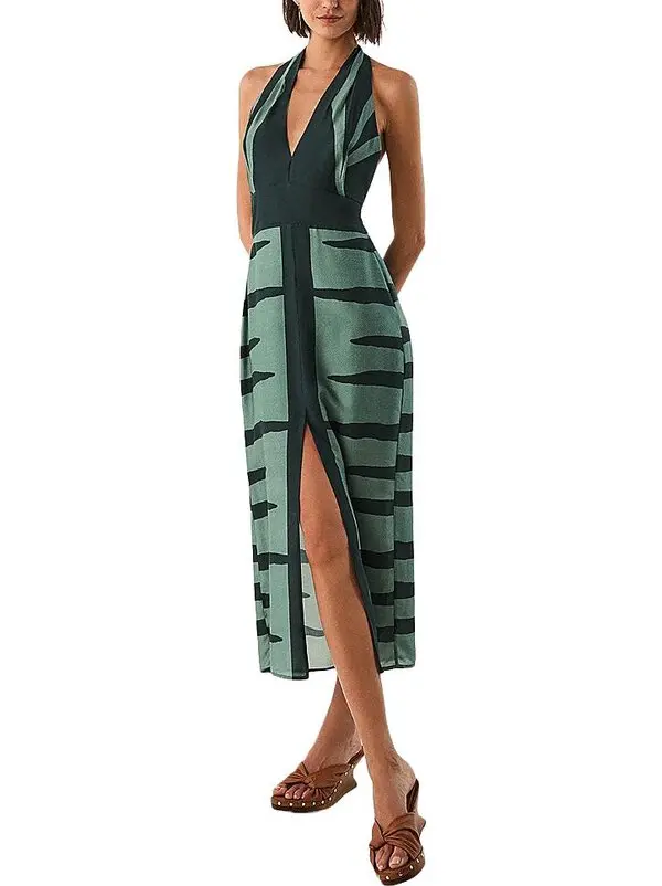 VIX PAULA HERMANNY Halter Neck Printed Midi Dress - Gardenia