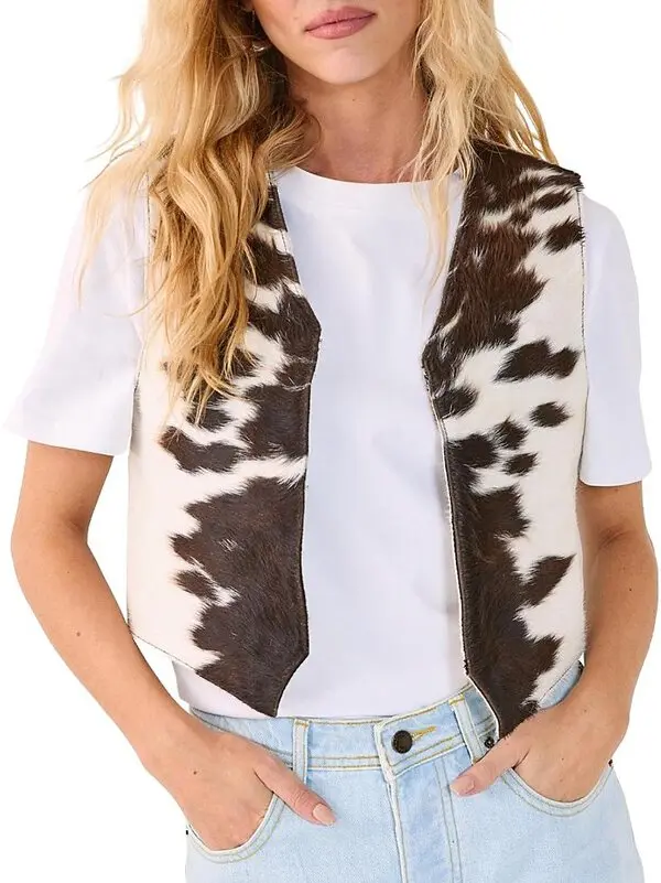 Nasty Gal Cow Hide Leather Waistcoat - White