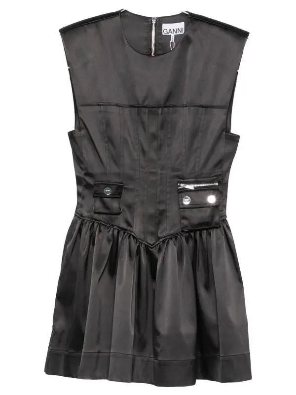 GANNI Corset Mini Dress With Cargo Pockets - Multicolor