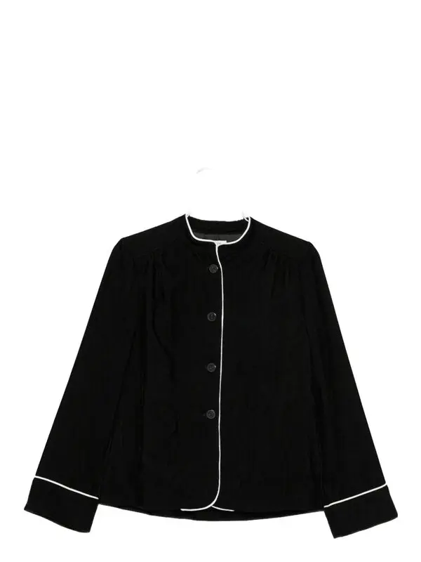 FORTE_FORTE Black Velvet Corduroy Jacket With Piped Trim - Multicolor