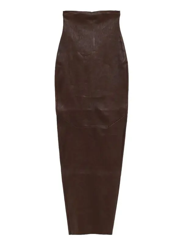 Rick Owens Long Leather Skirt With Paneled Design - Multicolor