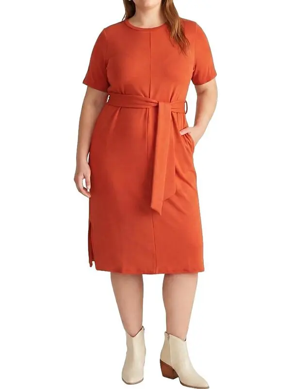 Universal Standard Travelknit Belted Midi Dress - Rooibos Tea