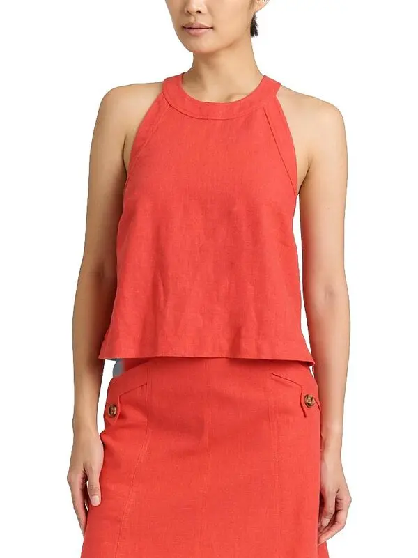CARTOLINA Brant Linen Blend Apron Top - Poppy