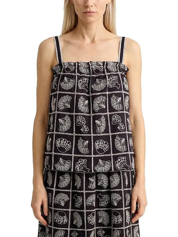 CARTOLINA Leah Eyelet Tank - Midnight Blue
