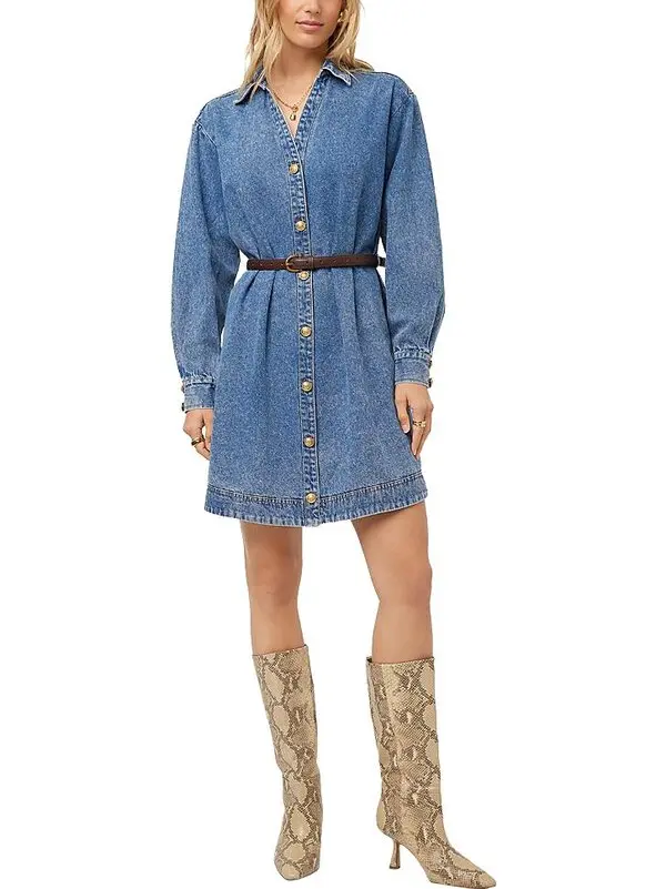Fifteen Twenty Belted Shirt Dress - Denim