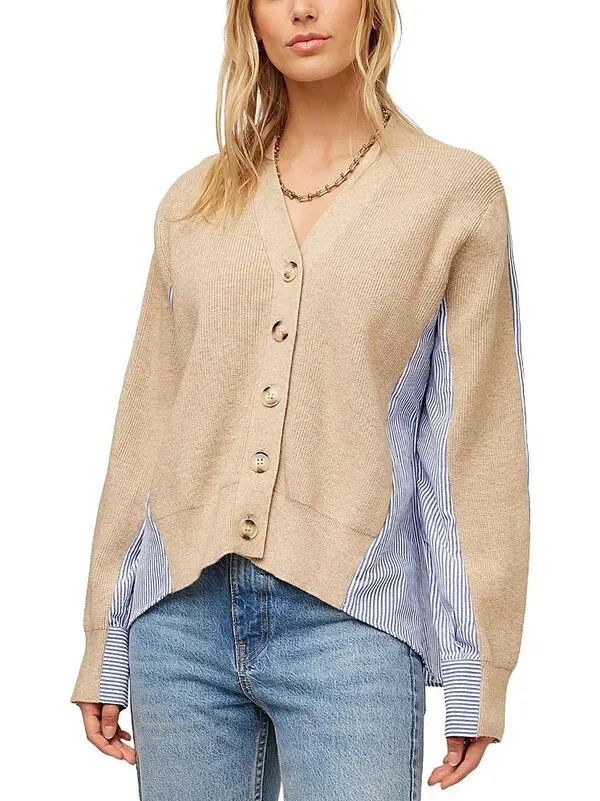 Fifteen Twenty Celine Mixed Media Cardigan - Oat