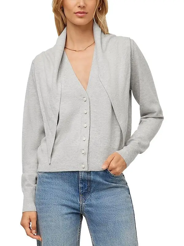 Fifteen Twenty Wren Long Sleeve Scarf Cardigan - Light Gray