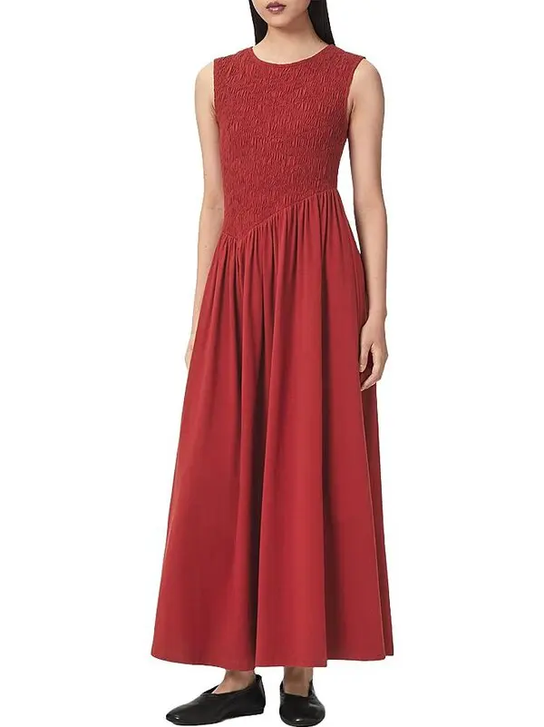ALLSAINTS Luna Crinkle Maxi Dress - Red
