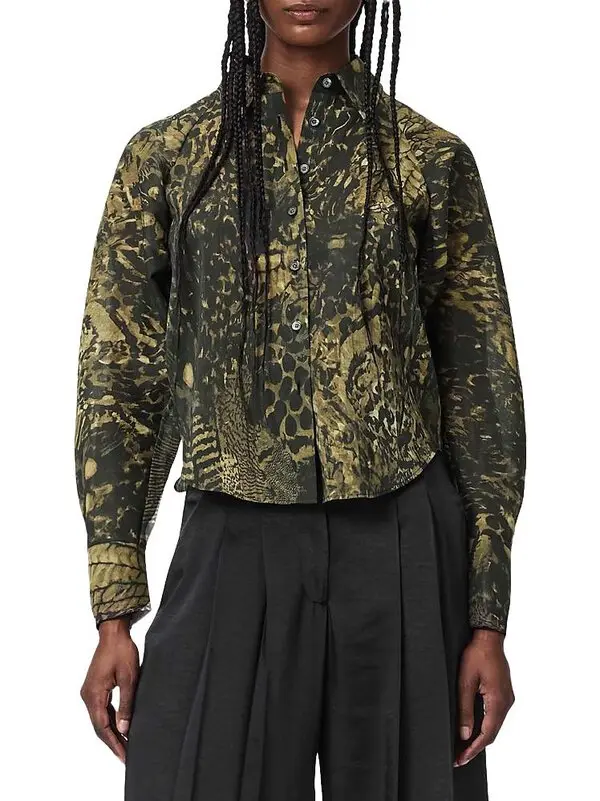 ALLSAINTS Cory Printed Shirt - Blixa Khaki