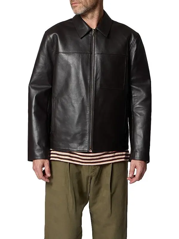 Paul Smith Leather Casual Fit Jacket - Dark Brown