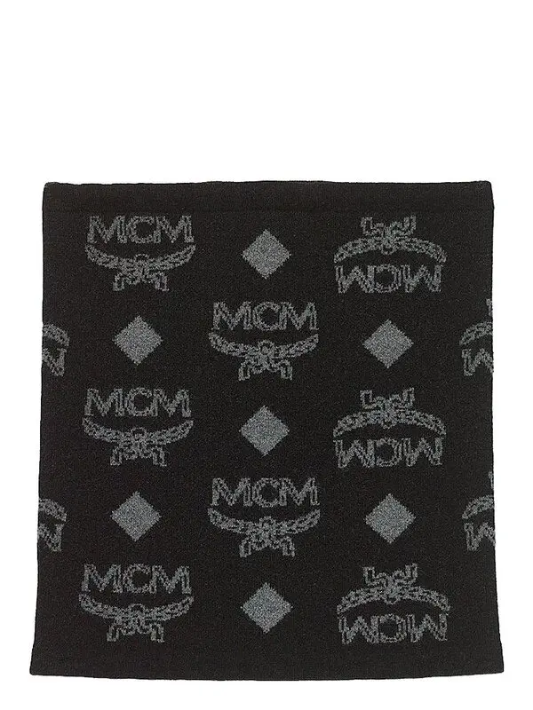 Mcm Monogram Wool Jacquard Neck Warmer - Black