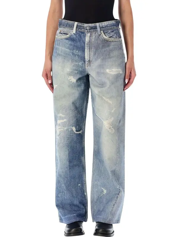 Our Legacy High-rise Relaxed Straight-leg Jeans With Trompe-l'oeil Print - Blu