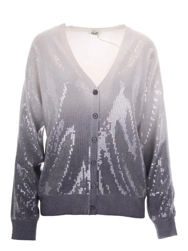Liu Jo Sequin V-neck Button-front Cardigan - Gray Shaded