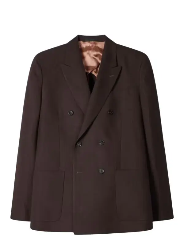 Paul Smith Double-breasted Notch Lapel Jacket With Buttoned Cuffs - Violet