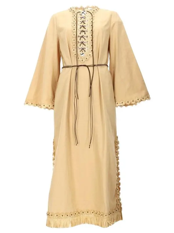 Zimmermann Lace-up Cotton Kaftan - Powder