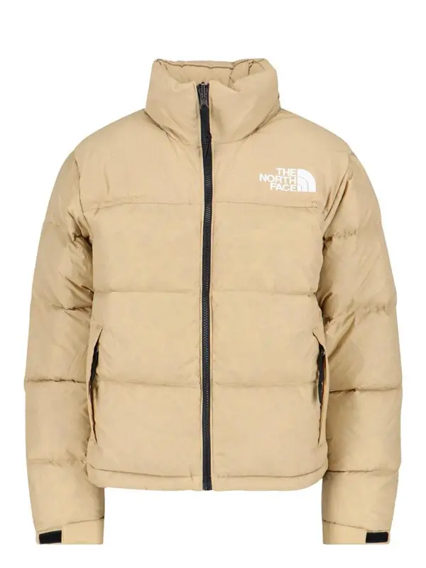 The North Face Quilted High-neck Puffer Jacket With Zip-up Front - Beige