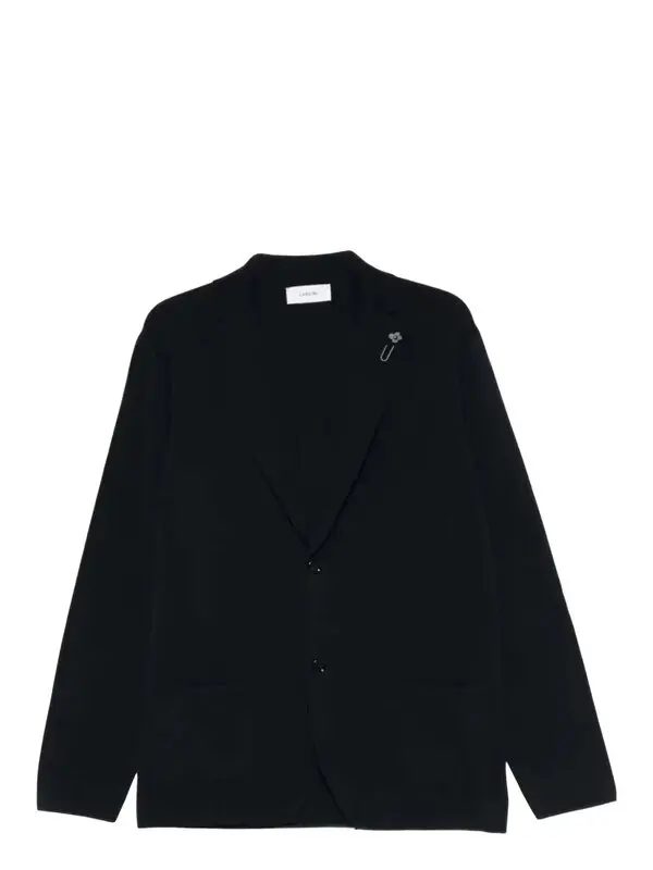 LARDINI Button-fastening Flower Clip Tailored Jacket With Notched Lapels And Pockets - Navy