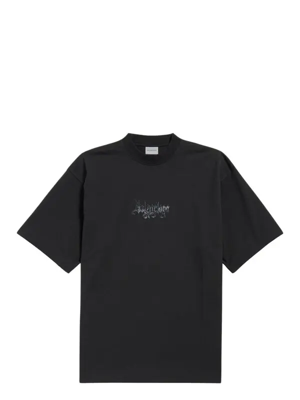 Balenciaga Graphic Cotton T-shirt - Black