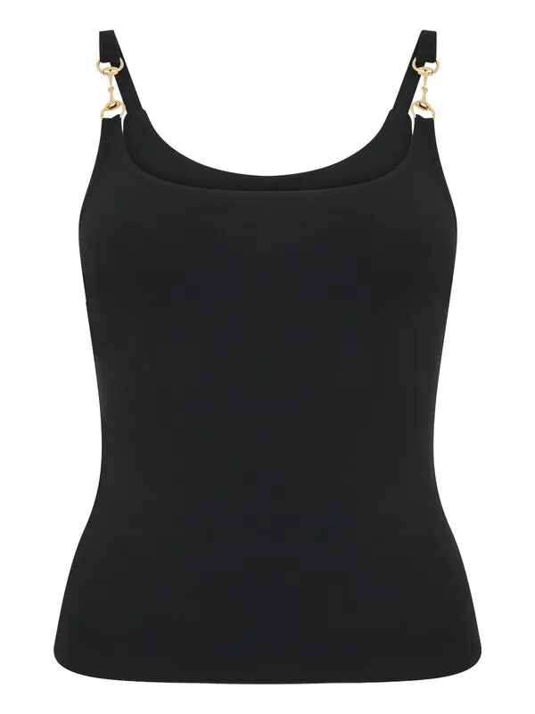Gucci Fitted Viscose Top With Thin Straps - Black