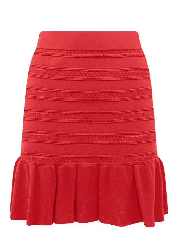 BLUGIRL Textured Knit Mini Skirt With Ruffled Hem - Red